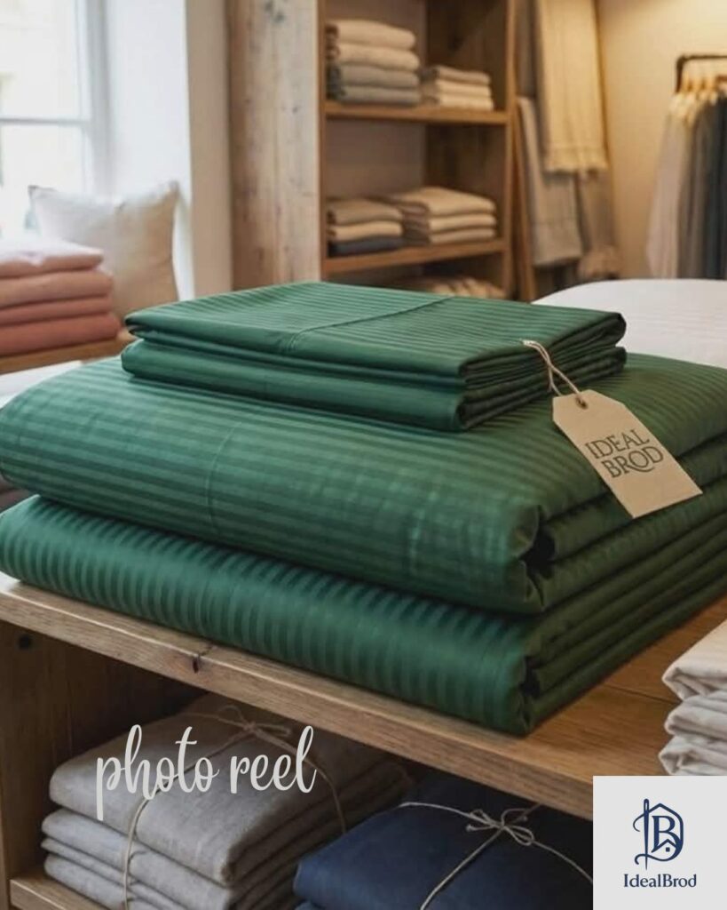 6 pièces housse de couette satin de coton organique vert